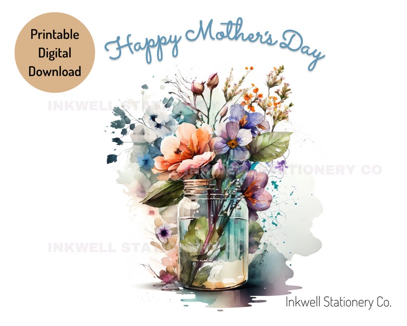 PRINTABLE Watercolor Flower Mother's Day Card Beautiful - Etsy