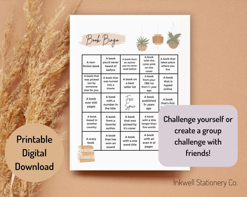 Book Bingo Reading Challenge PRINTABLE, Book Challenge Reading List ...