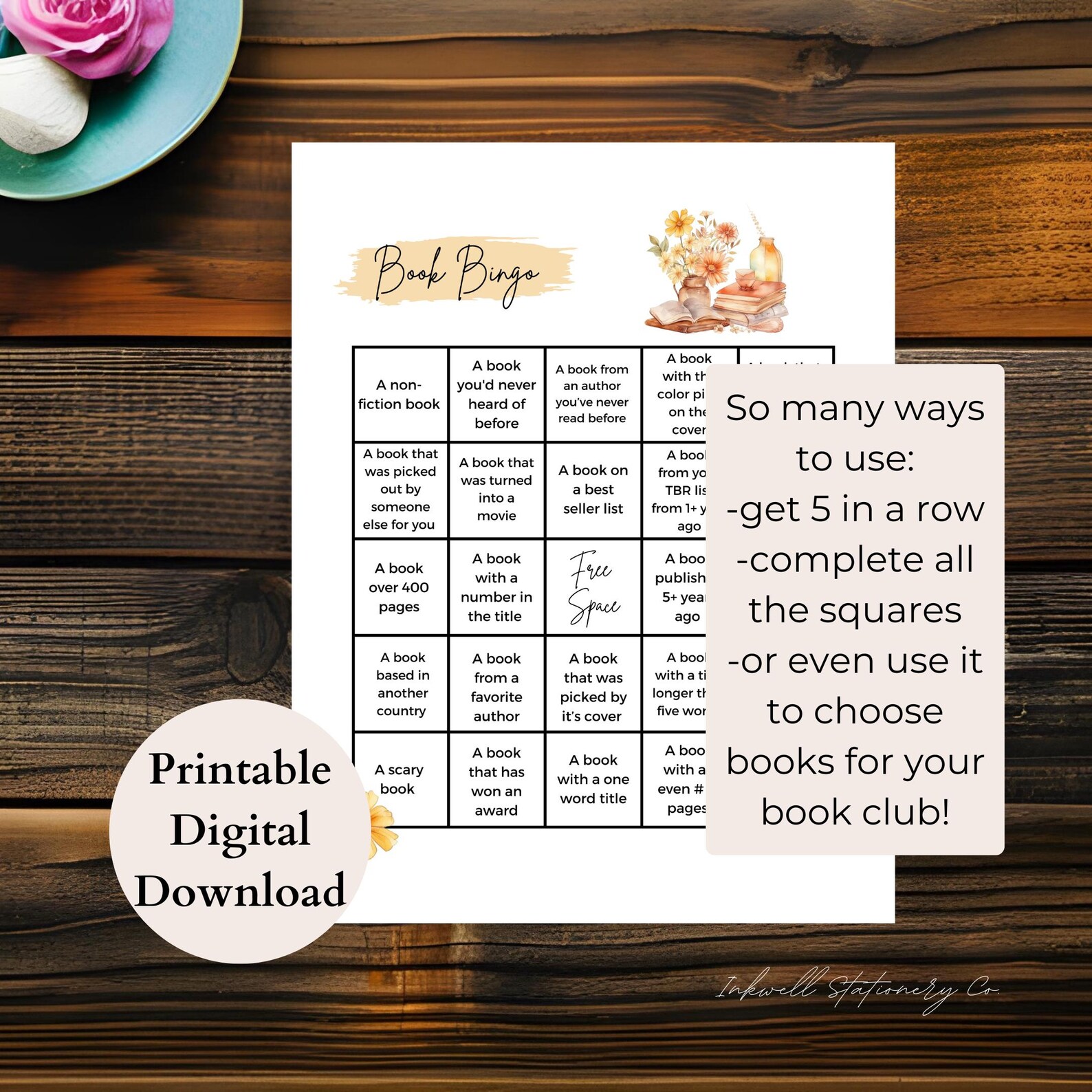 Book Bingo Reading Challenge PRINTABLE, Book Challenge Reading List ...