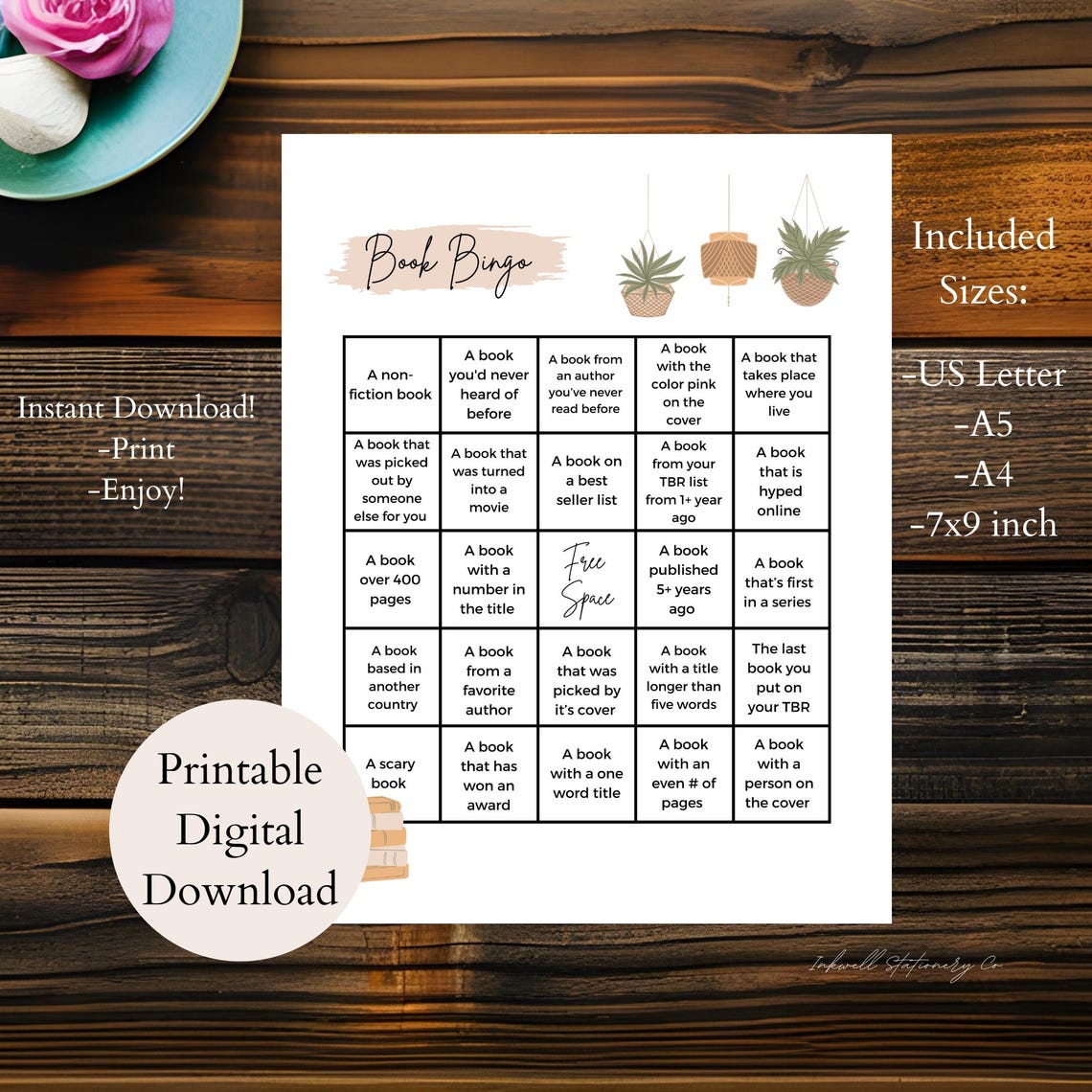 Book Bingo Reading Challenge PRINTABLE, Book Challenge Reading List ...