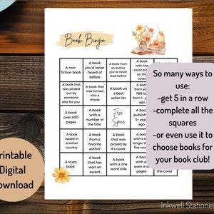 Book Bingo Reading Challenge PRINTABLE, Book Challenge Reading List ...