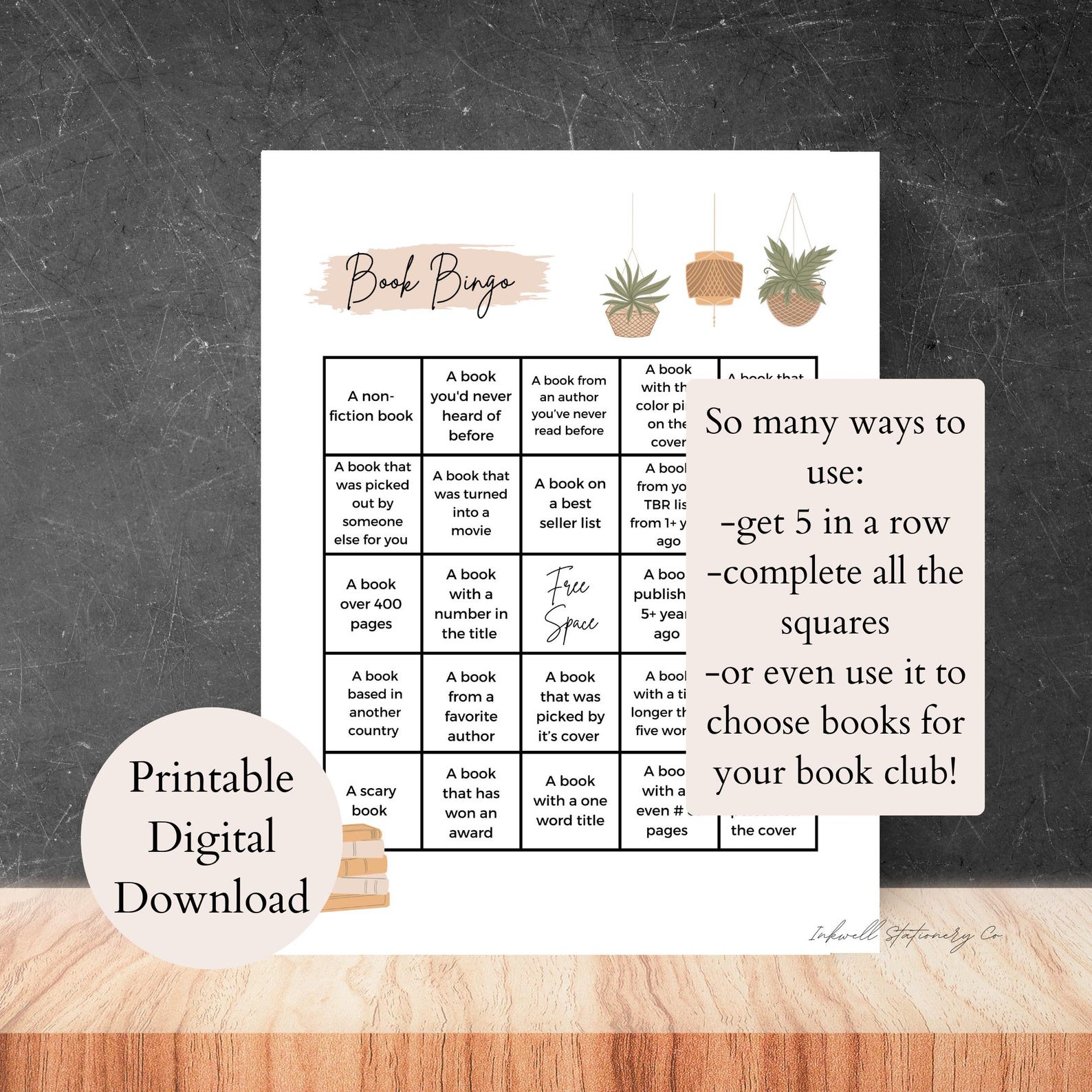 Book Bingo Reading Challenge PRINTABLE, Book Challenge Reading List ...