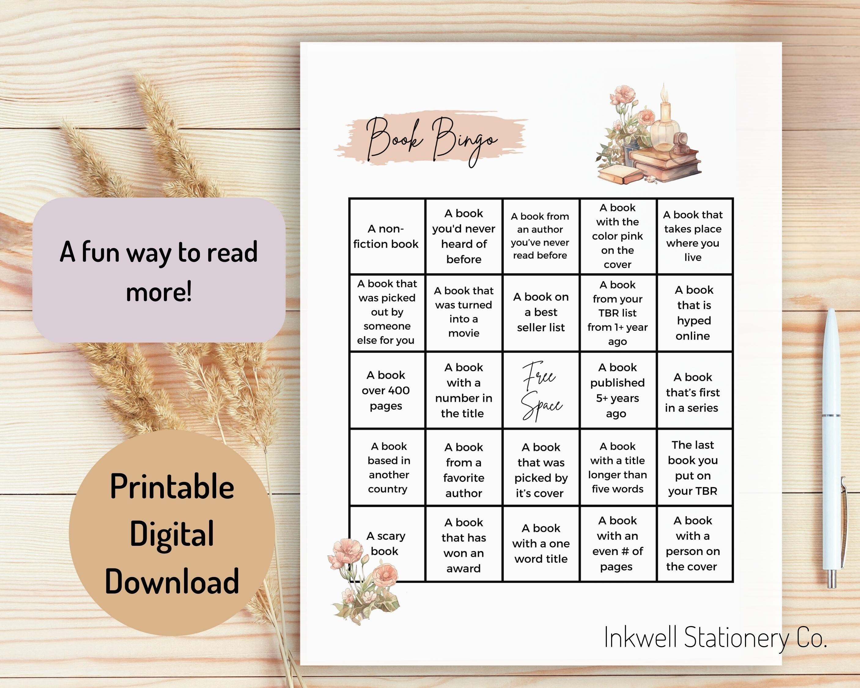 Book Bingo Reading Challenge PRINTABLE, Book Challenge Reading List ...