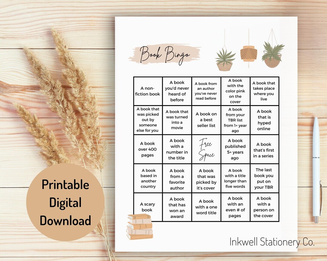Book Bingo Reading Challenge PRINTABLE, Book Challenge Reading List ...