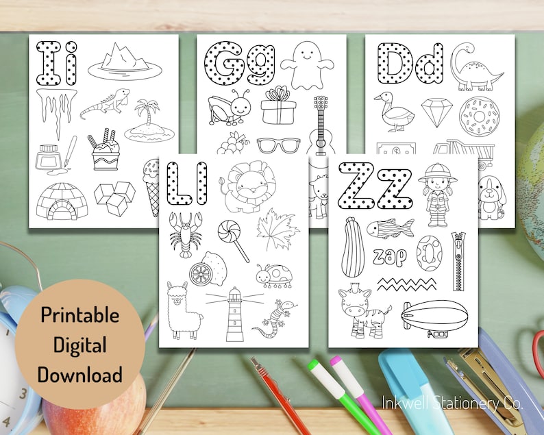 Printable ABC Coloring Pages for Kids, Summer Activity Pages, Kid ...