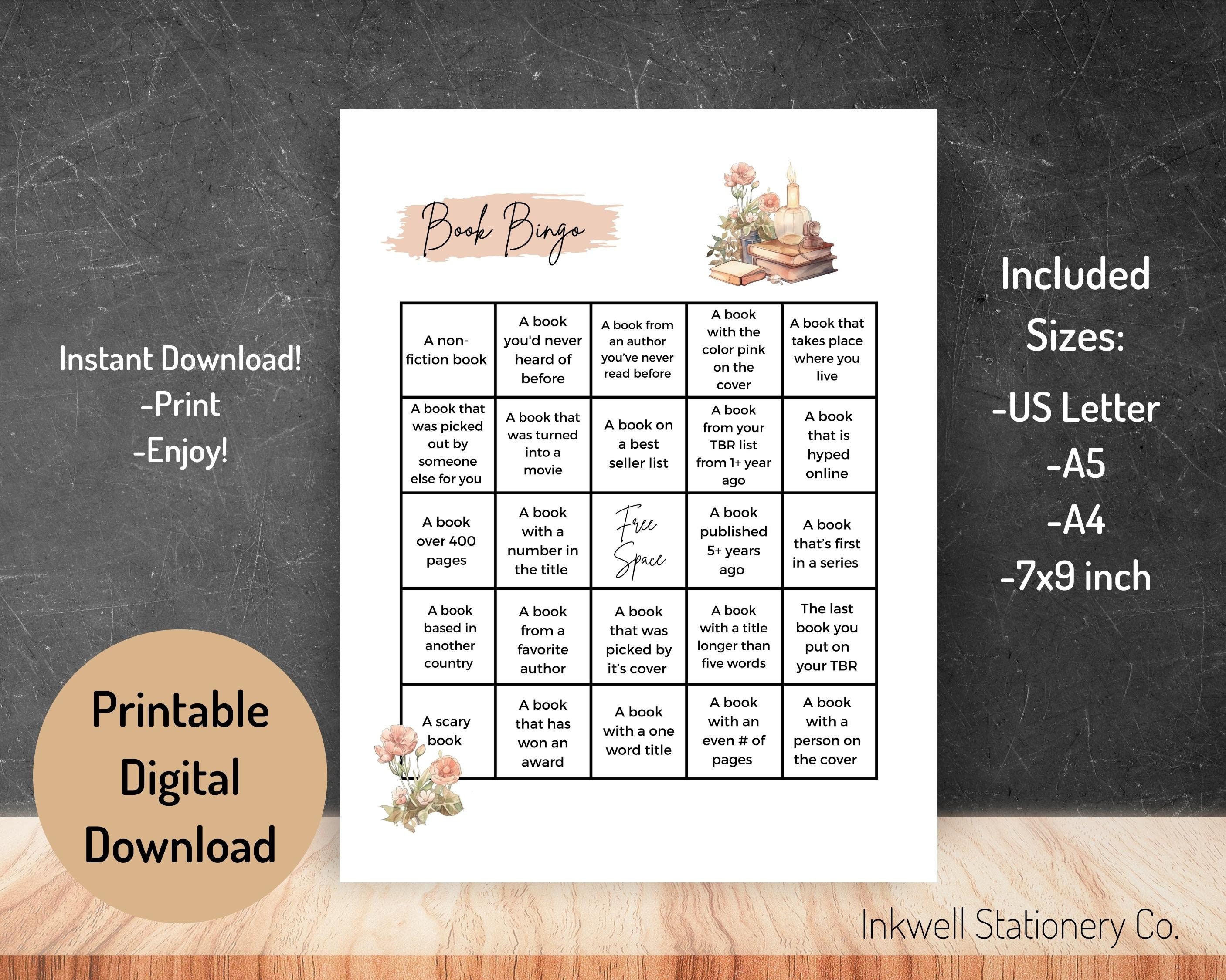Book Bingo Reading Challenge PRINTABLE, Book Challenge Reading List ...