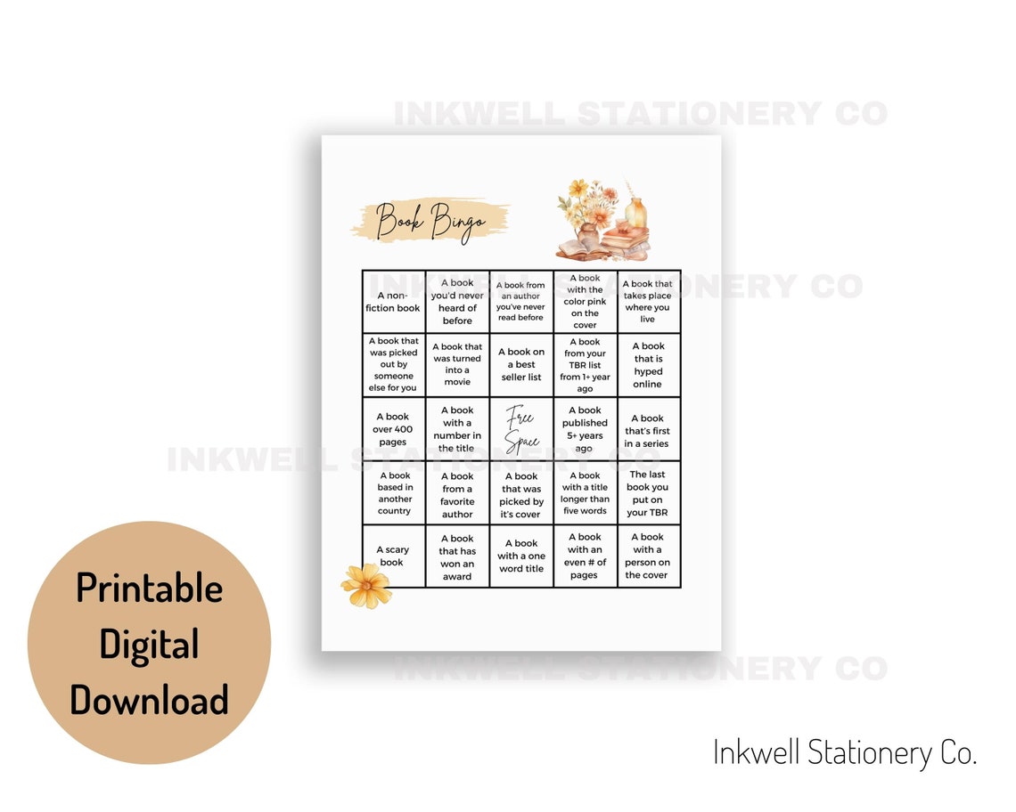 Book Bingo Reading Challenge PRINTABLE, Book Challenge Reading List ...