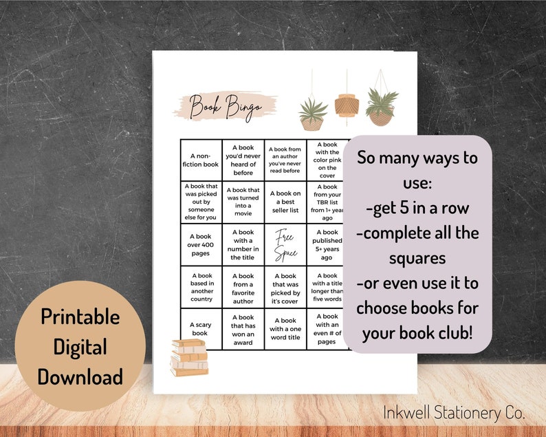 Book Bingo Reading Challenge PRINTABLE, Book Challenge Reading List ...