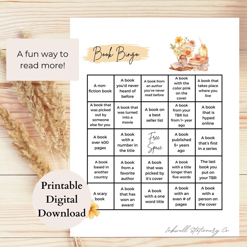 Book Bingo Reading Challenge PRINTABLE, Book Challenge Reading List ...