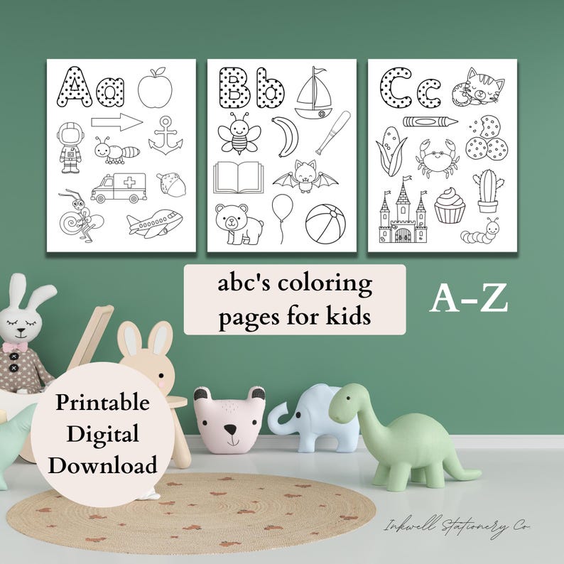 Printable ABC Coloring Pages for Kids, Summer Activity Pages, Kid ...