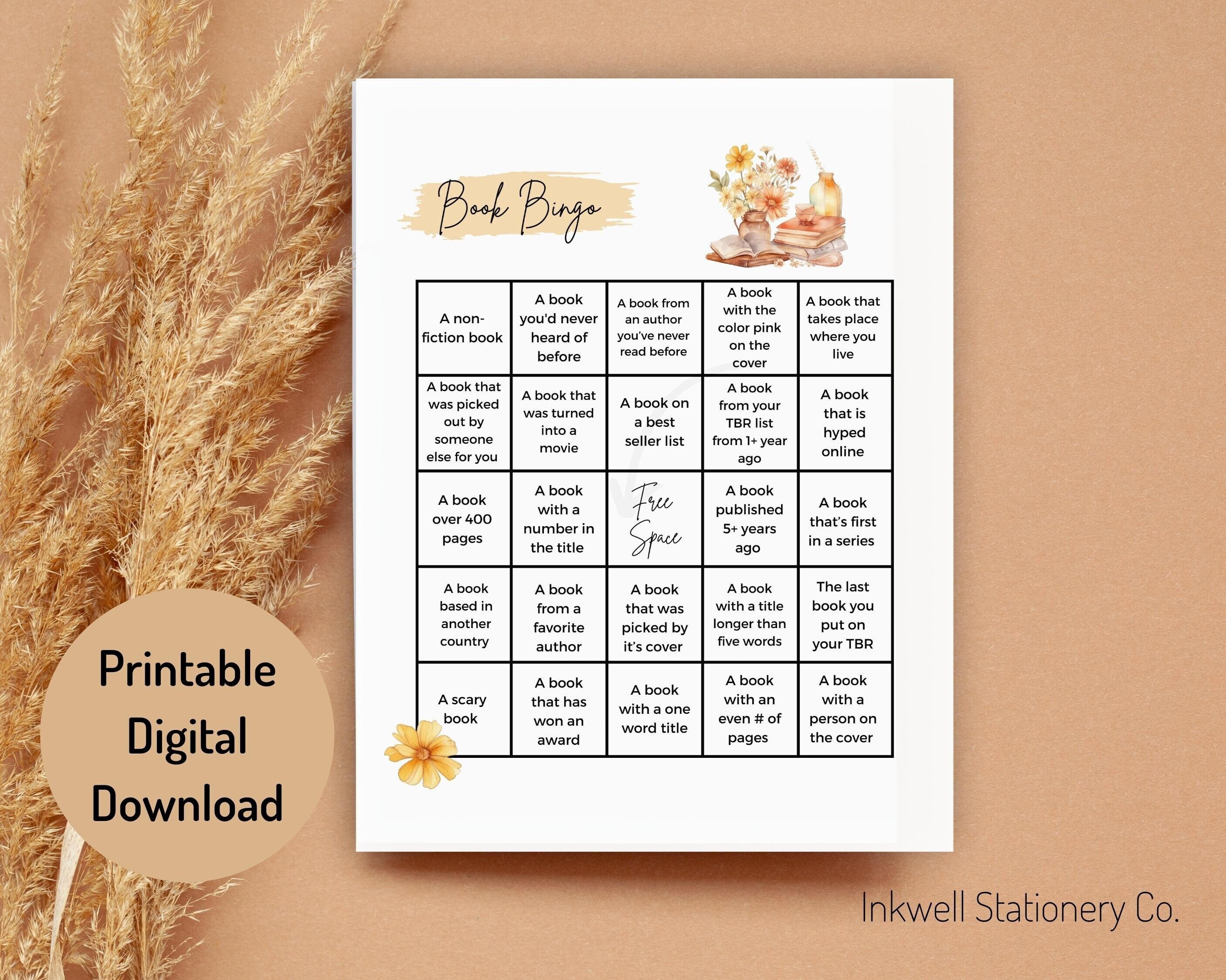 Book Bingo Reading Challenge PRINTABLE, Book Challenge Reading List ...