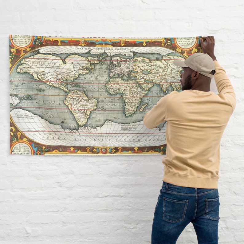 Vintage World Map Flag - Etsy