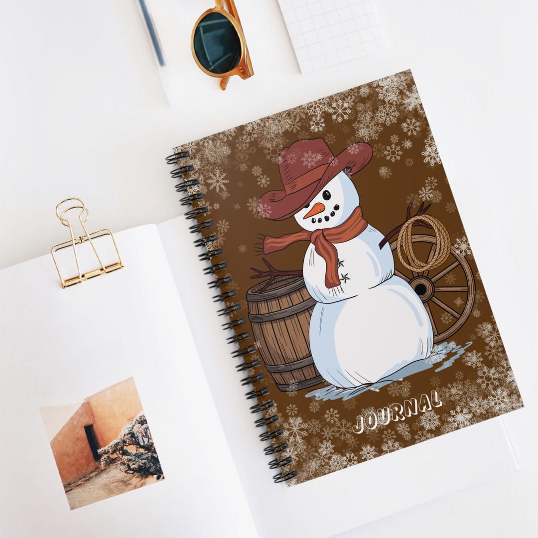 Cowboy Snowman Spiral Notebook, Diary, Western Winter Journal, Rustic ...