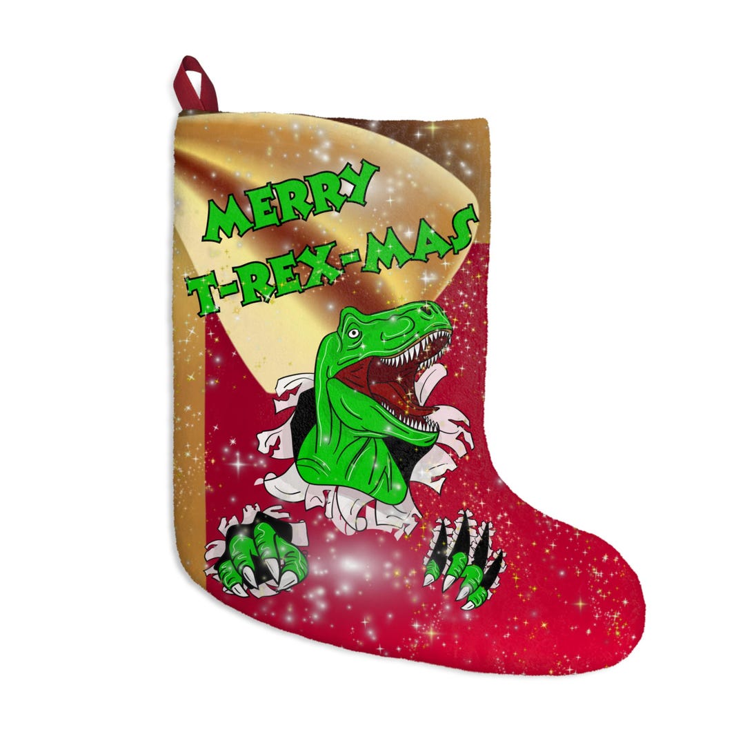 Dinosaur Christmas Stockings , Merry T-rex -mas, Holiday Decor, Fun ...