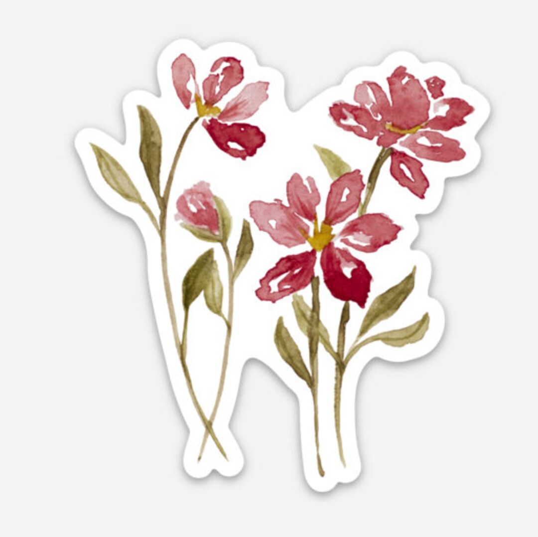 Luggage Tag Vinyl Sticker for Suitcase Red Flowers Sticker Vinyl Travel ...