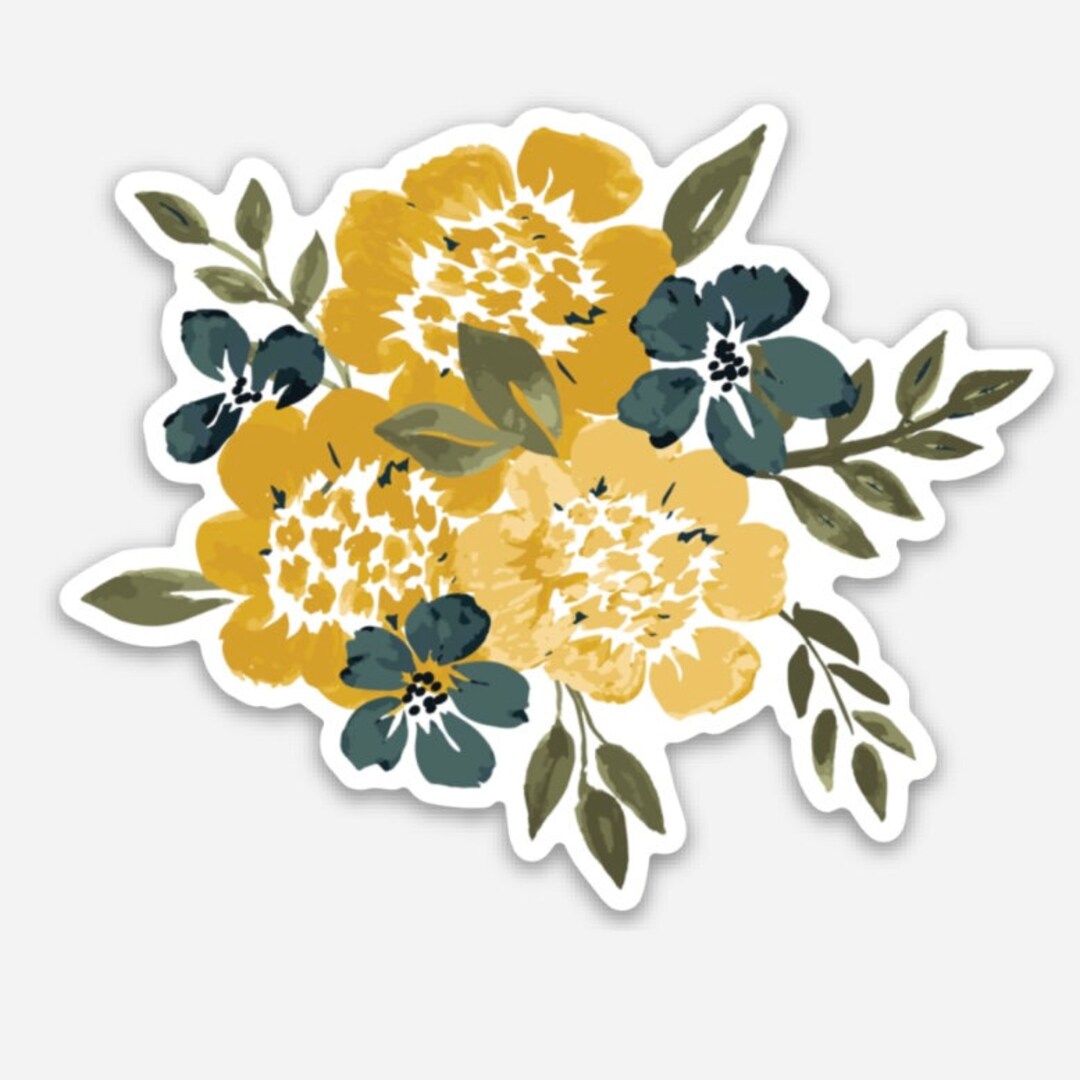 Yellow Flower Sticker Vinyl Sticker for Water Bottle Laptop Sticker ...