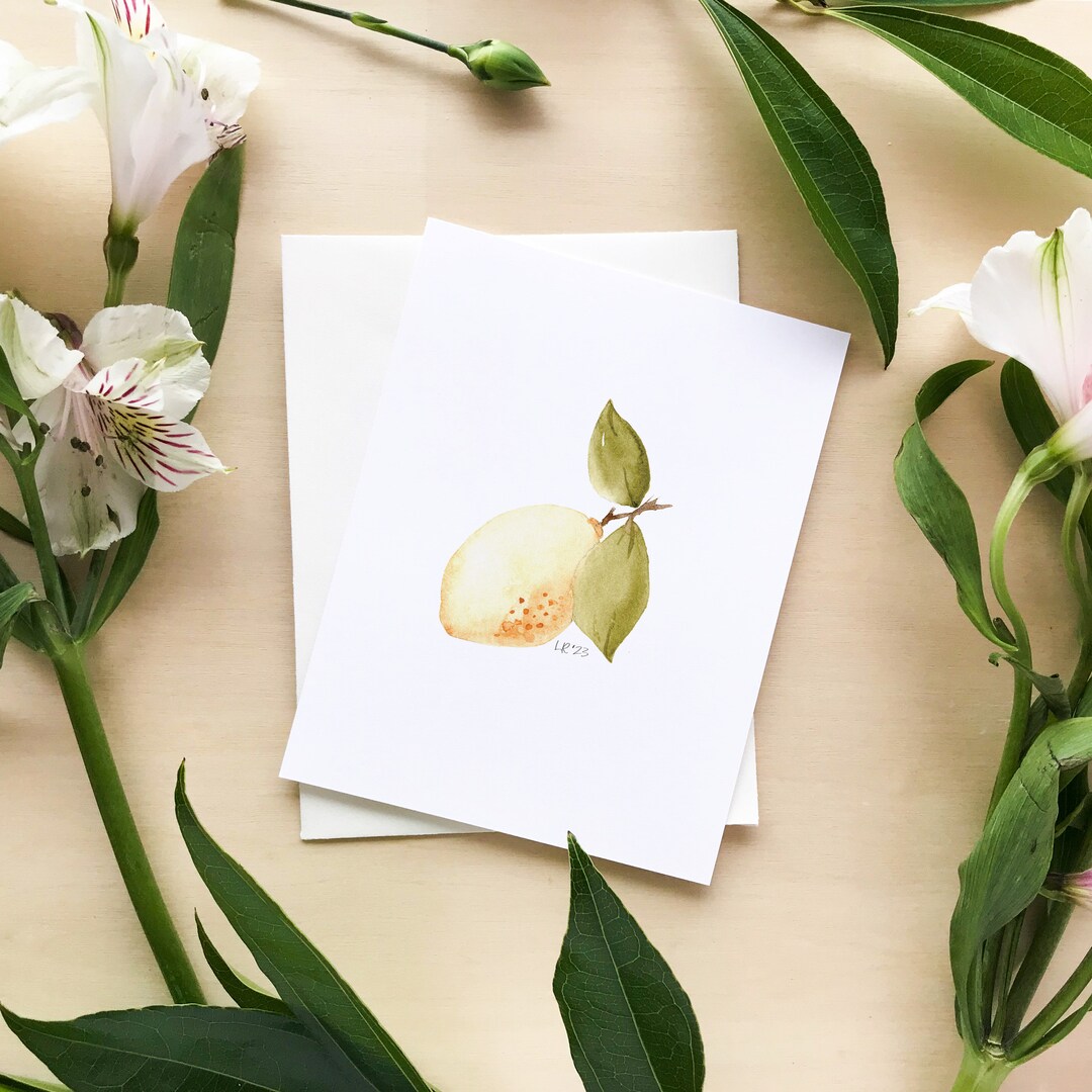 Lemon Card for Lemon Lovers Card Watercolor Lemon Greeting Card for ...