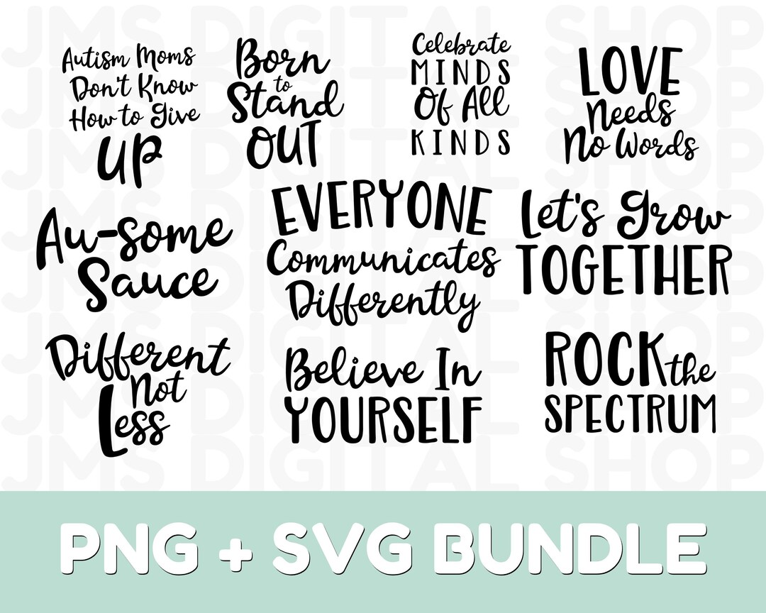 Autism Svg Bundle of 10 Quotes Autism Svg Autism Awareness Svg Autism ...