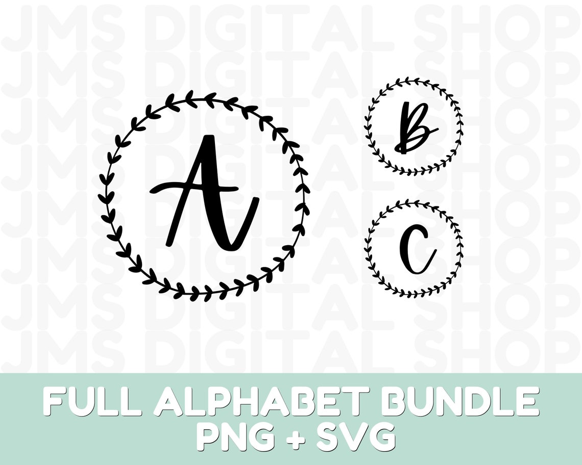 Monogram SVG Bundle Last Name Svg Initial Monogram Svg Monogram Wreath ...