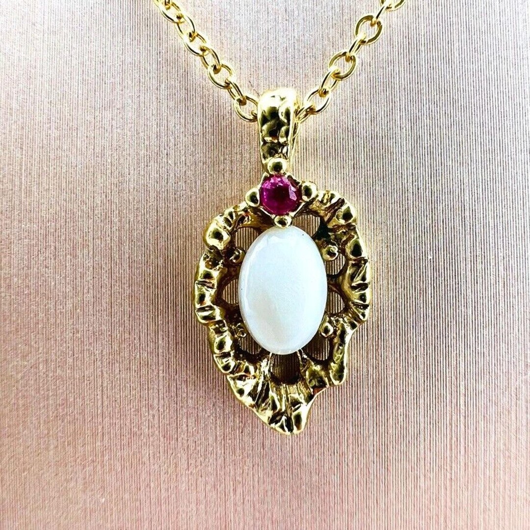 Vintage Van Doran Genuine Ruby and Opal Gold-tone Necklace - Etsy