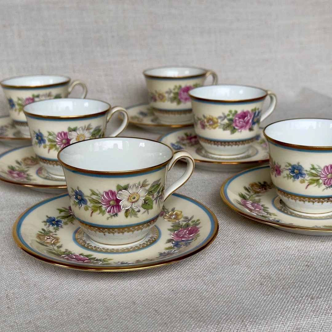 Set of 6 Limoges France Floral Teacup and Saucers / Made in France ...