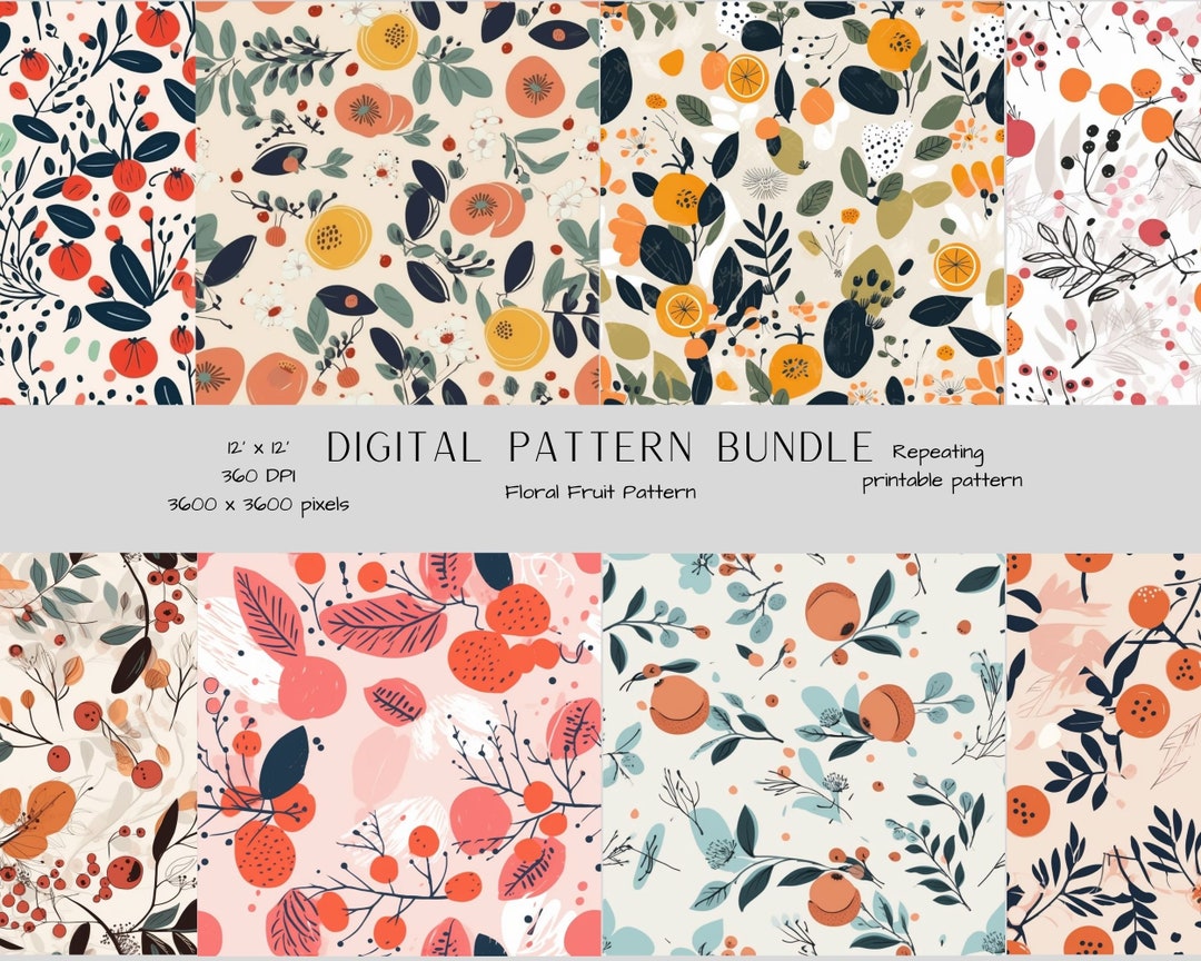 Flower Digital Paper, Printable Paper, Floral Patterns, Cute Design ...