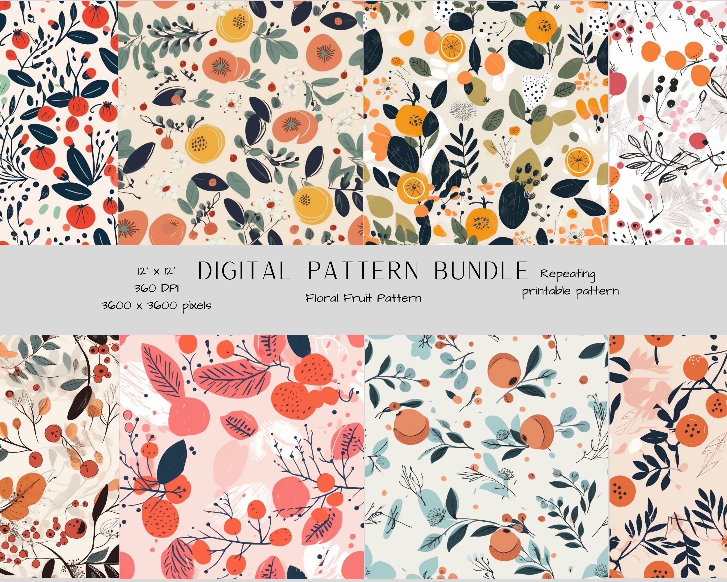 Flower Digital Paper, Printable Paper, Floral Patterns, Cute Design ...