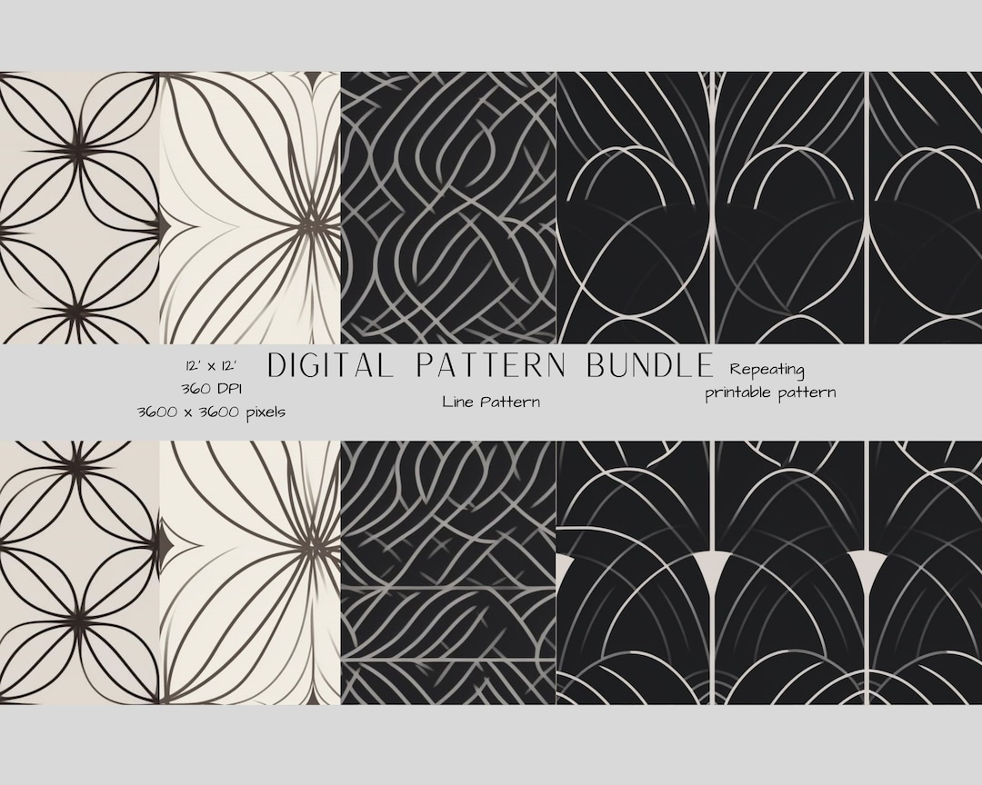 Line Pattern Digital Paper, Printable Paper, Simple Patterns, Blissful ...