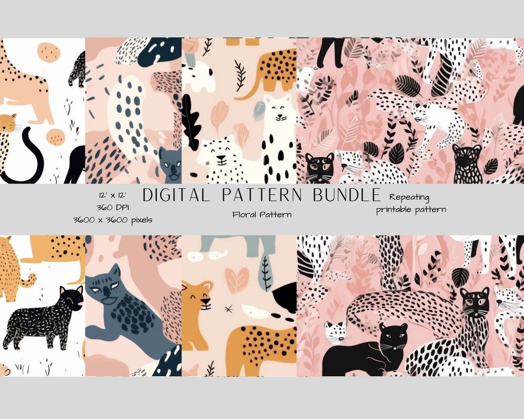 Digital Paper Animals, Animals, Digital Paper Bundle, Animal Prints ...
