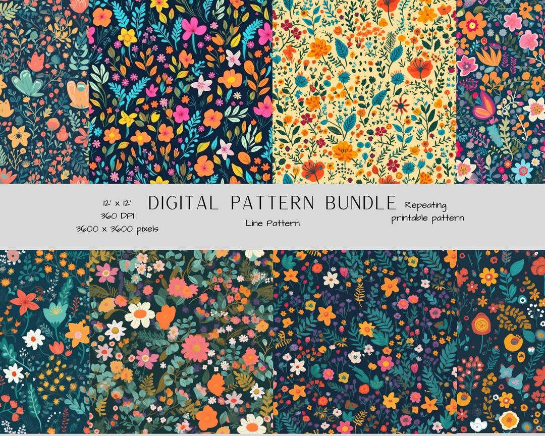 Flower Digital Paper, Printable Paper, Simple Patterns, Blissful ...