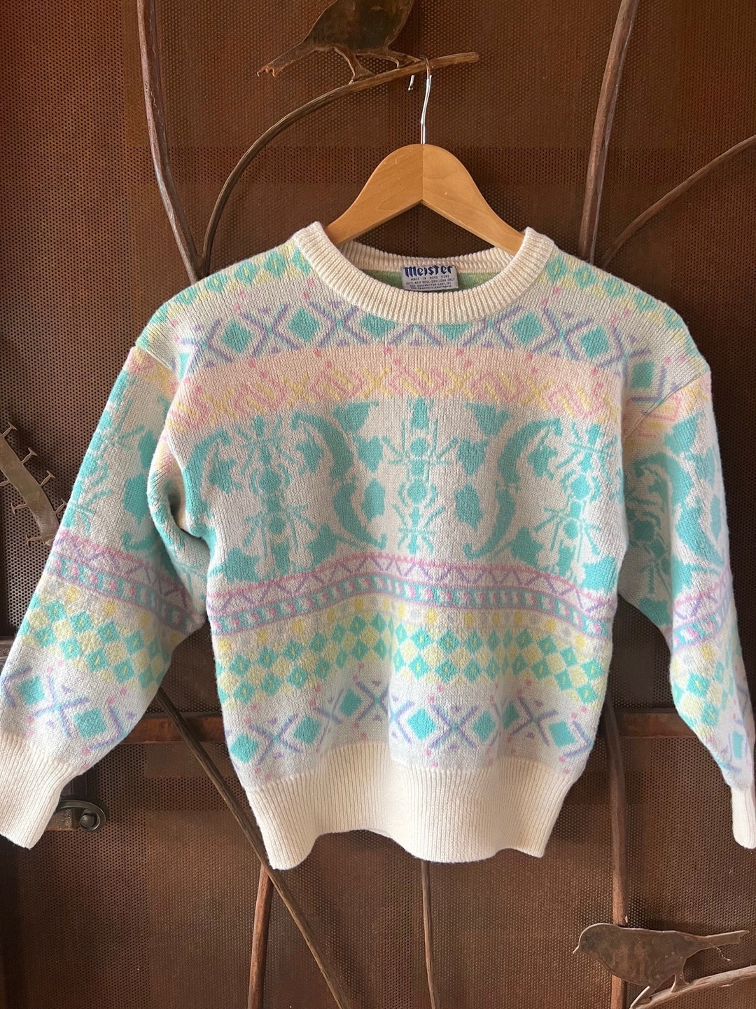 Vintage Meister Sweater Pastel Designs - Etsy