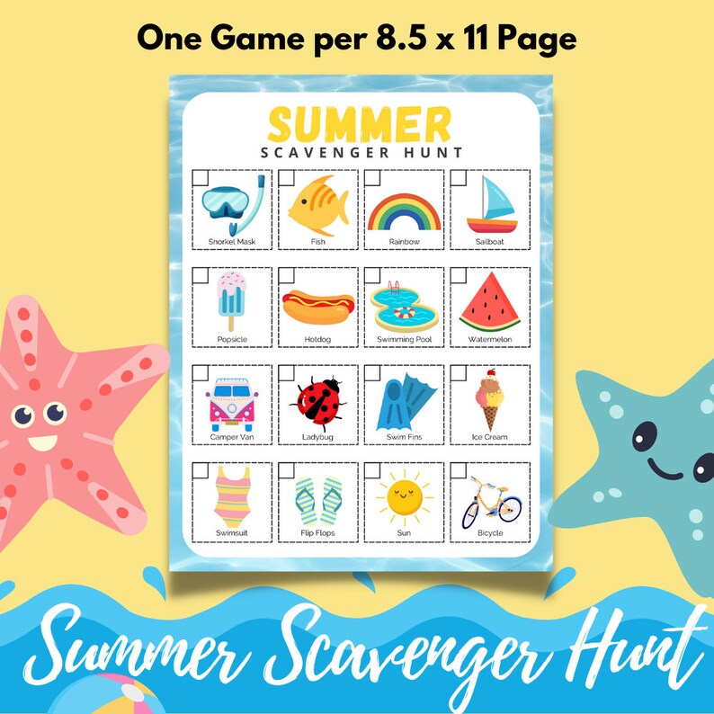 Summer Scavenger Hunt, Summer Holiday Activities for Kids, Scavenger ...