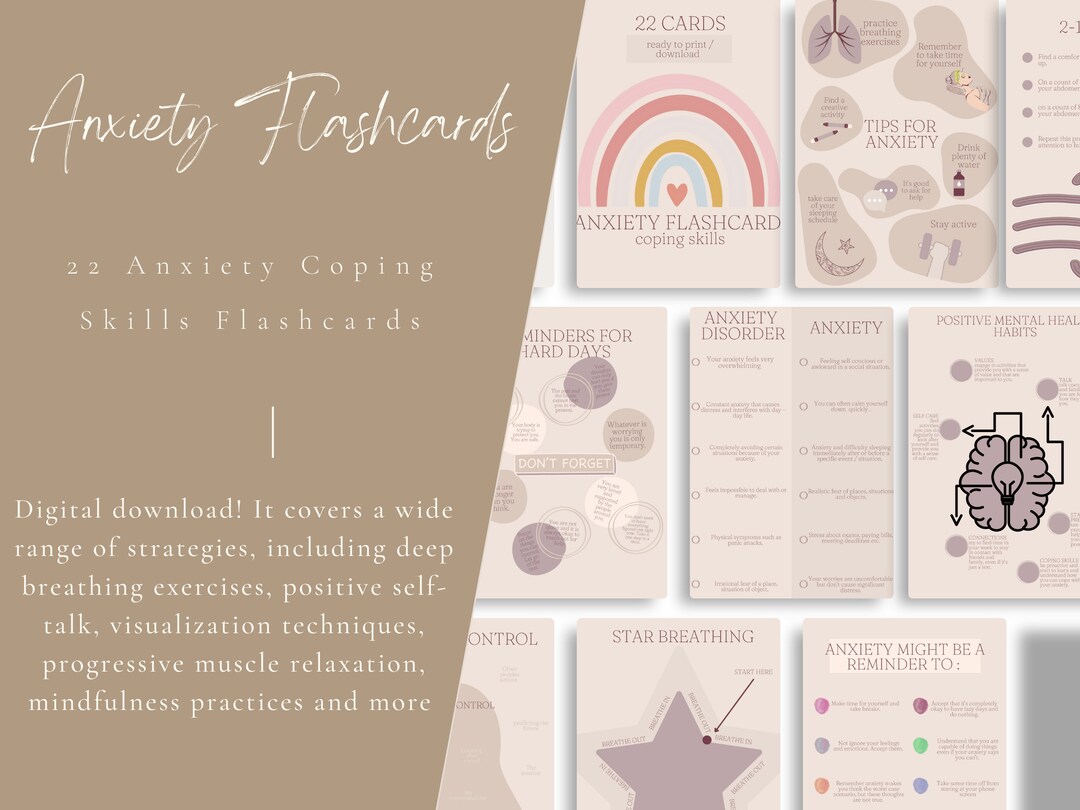 Anxiety Flashcards, Digital Anxiety Flash Cards, Anxiety Relief, Self ...