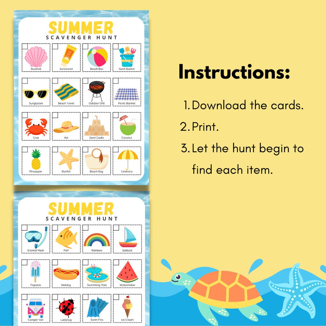 Summer Scavenger Hunt, Summer Holiday Activities for Kids, Scavenger ...
