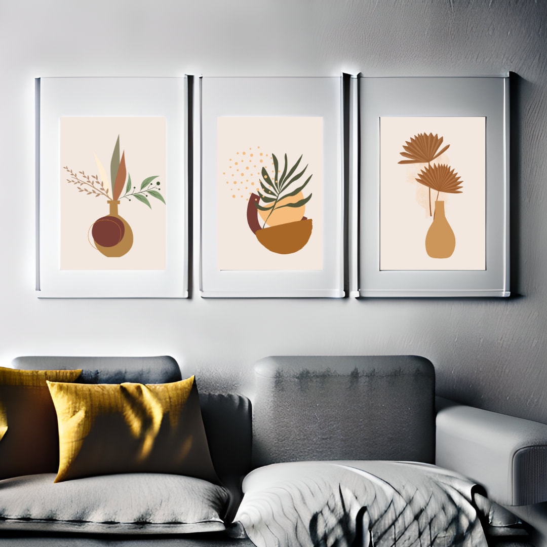Boho Bohemian Gallery Wall Art Printable Wall Art Mid-century Modern Neutral Color Prints Brown ...