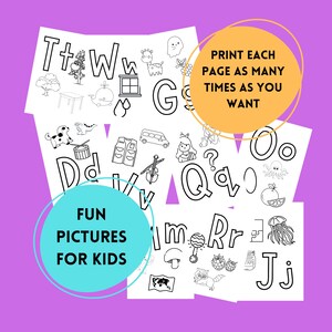 Kids Colouring Pages Alphabet 26 PACK Digital Download Printable Pages ...