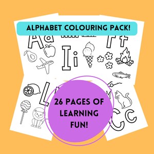 Kids Colouring Pages Alphabet 26 PACK Digital Download Printable Pages ...