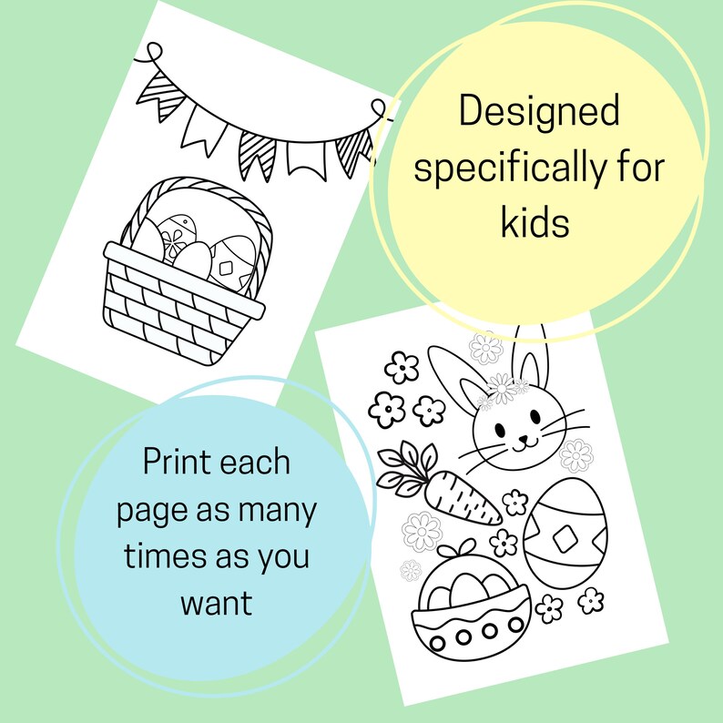 Kids Easter Printable Colouring Pages - 5 Pack - Etsy