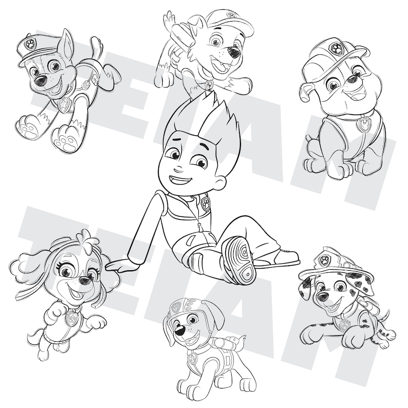 PAW Patrol Colouring Pages for Kids, Digital Download, PDF Format for ...
