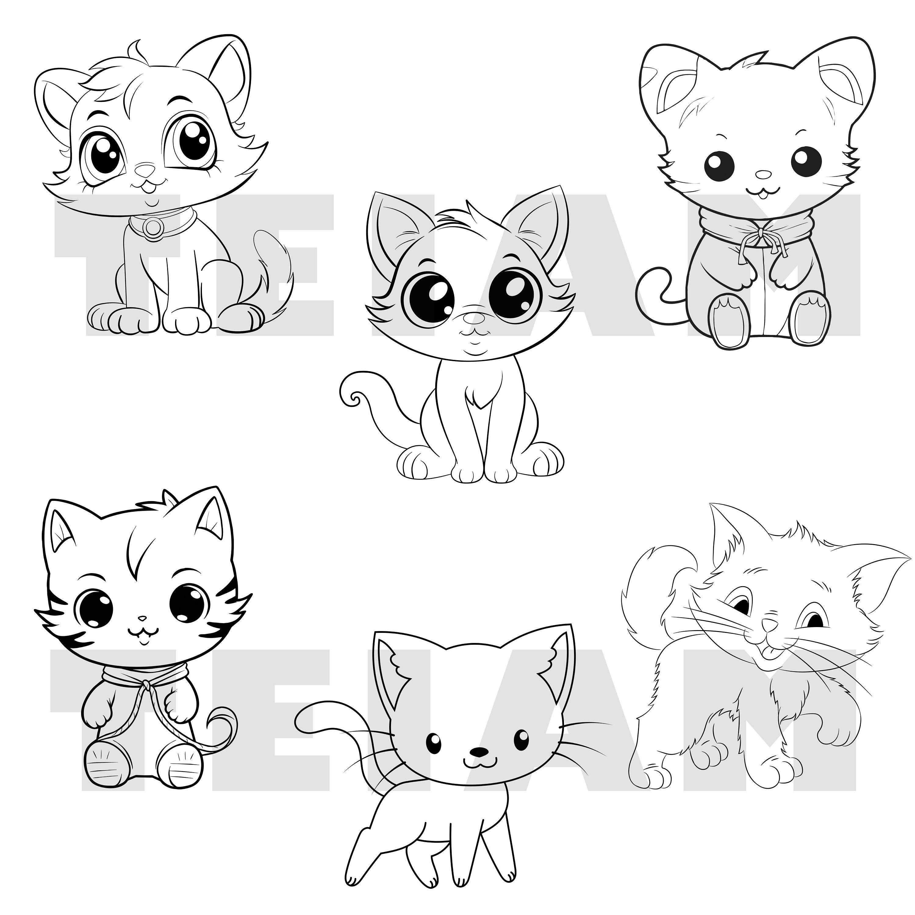 Adorable Kitties Colouring Pages Bundle for Kids - Instant Download PDF ...