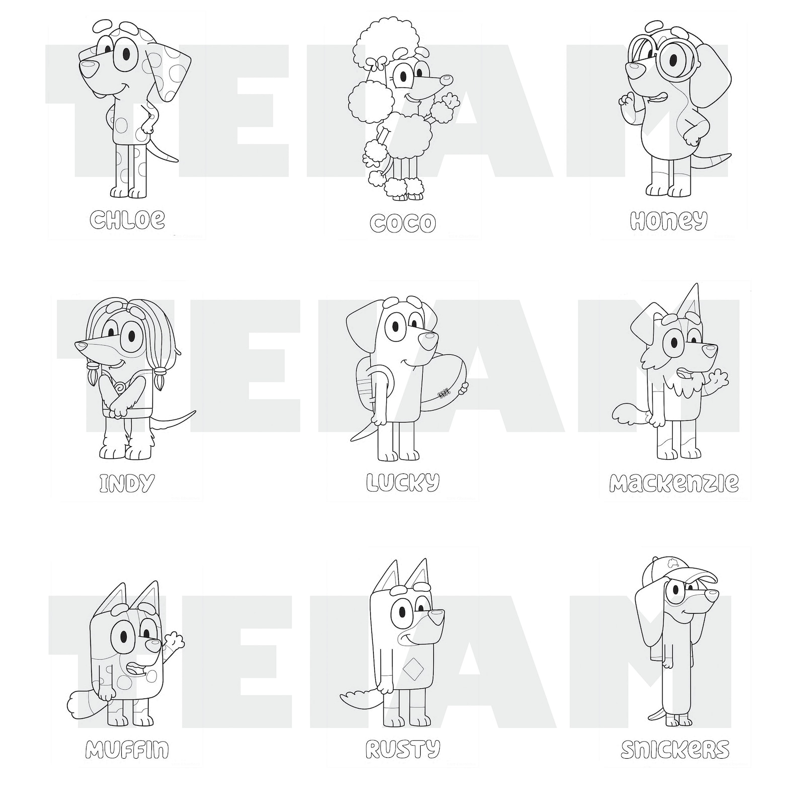 Bluey's Friends Colouring Sheets - Set of 9 Printable Pages, Digital ...