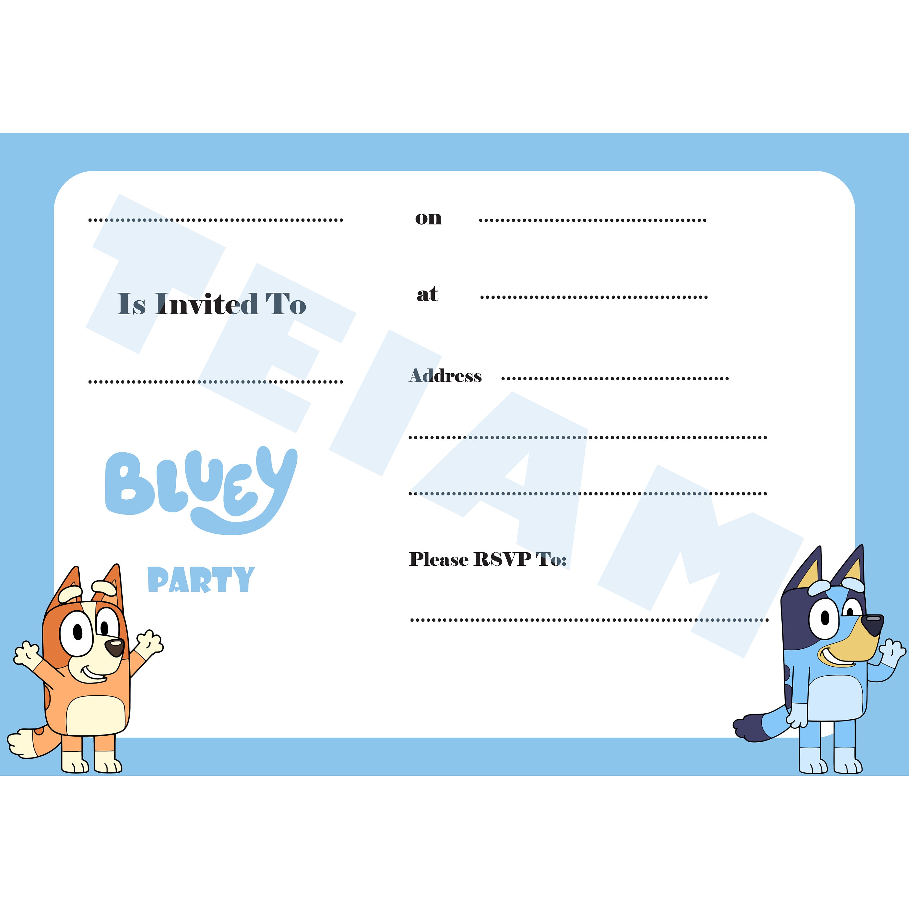 Bluey Printable Party Invitation, Printable Invitations, Bluey Party ...