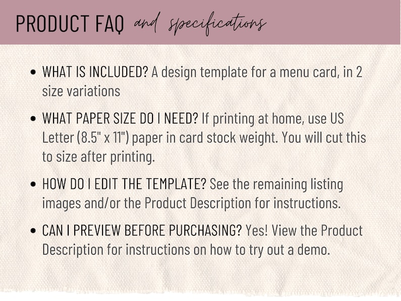 Printable Event Menu Card Watercolor Posy V2 Collection - Etsy