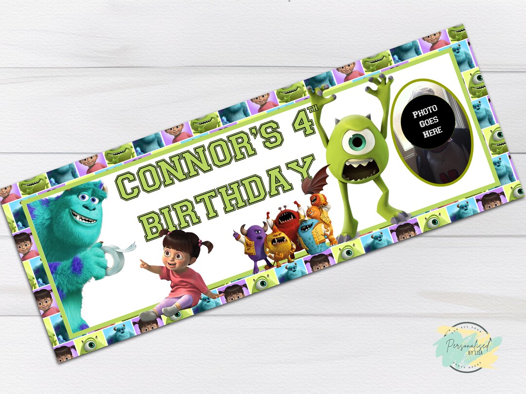 Personalised Birthday Banner Monster Inc Theme With Photo - Etsy