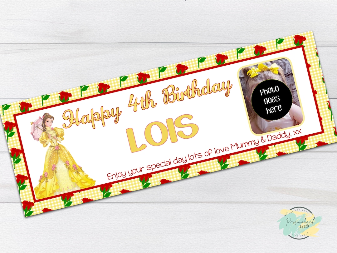 Personalised Birthday Banner Disney Belle Theme Custom Boys - Etsy