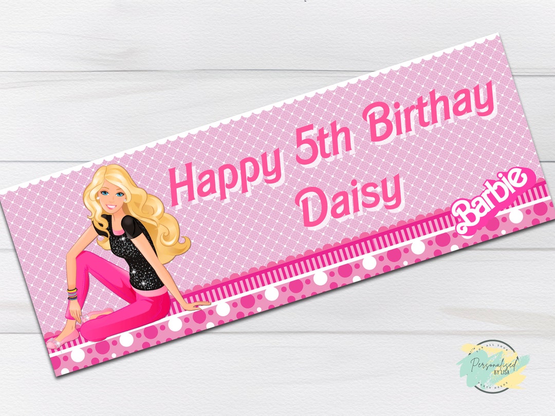 Personalised Birthday Banner Barbie Theme Custom Boys or - Etsy