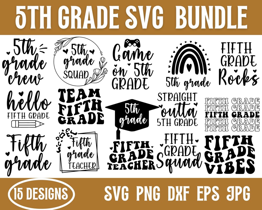 5th Grade Svg, Fifth Grade Svg, 5th Grade Teacher, 5th Grade Png, 5th ...