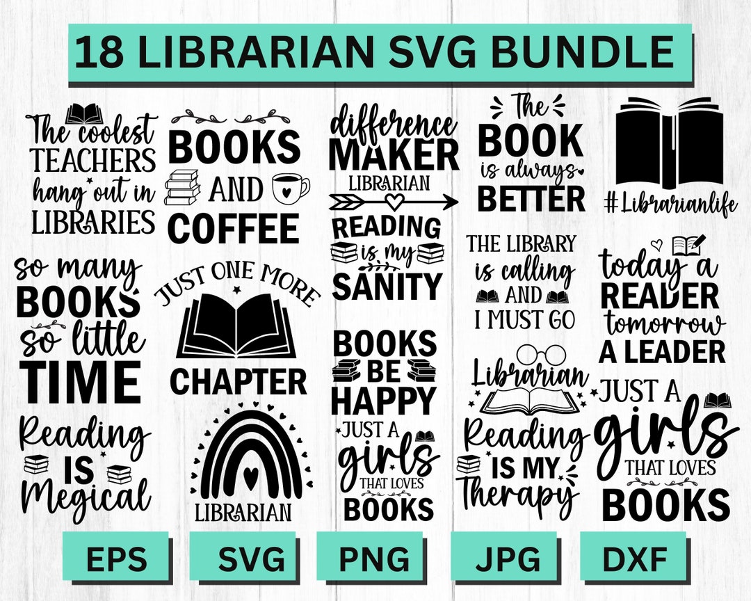 Librarian Svg, Book Lover Svg, Reading Svg, Library Svg, Bookworm Svg ...