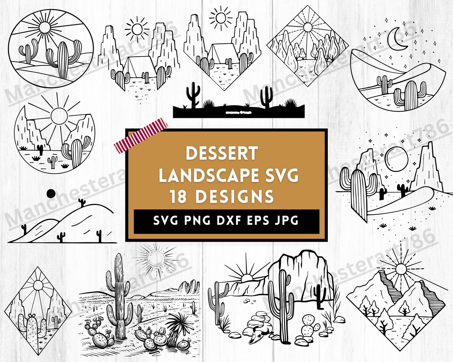 Desert Landscape Svg,landscape SVG Bundle, Mountain Scene Svg, Svg ...