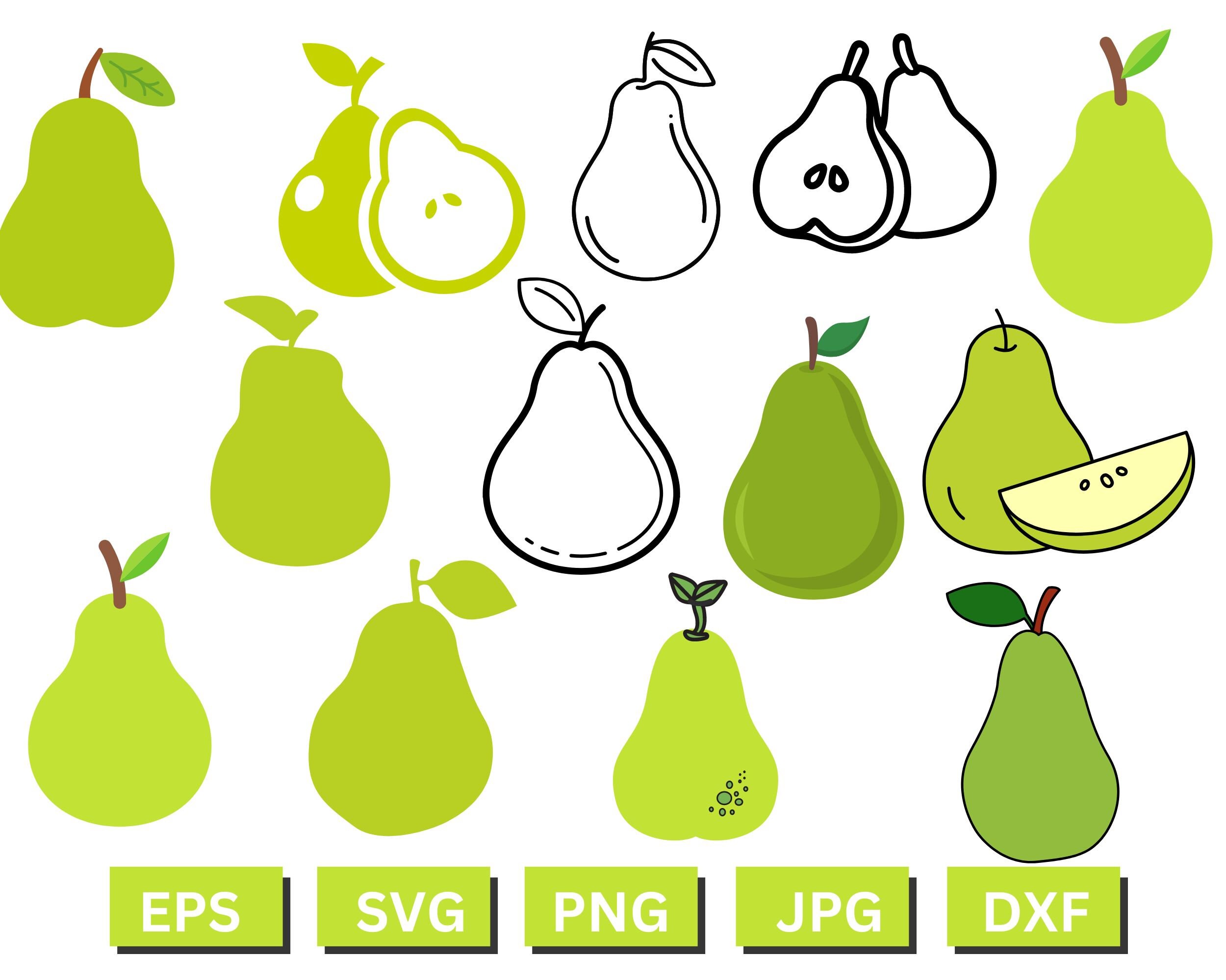 Pear Svg Bundle, Pear Png, Pear Clipart, Fruit Svg, Pear Files,pear ...